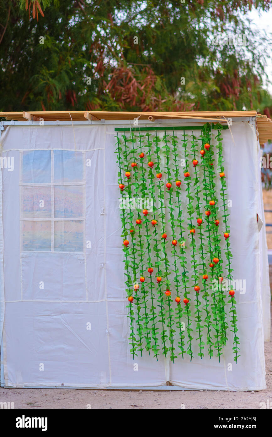 Orthodox Jewish Sukkah during Sukkot holiday in Jerusalem, Israel ...