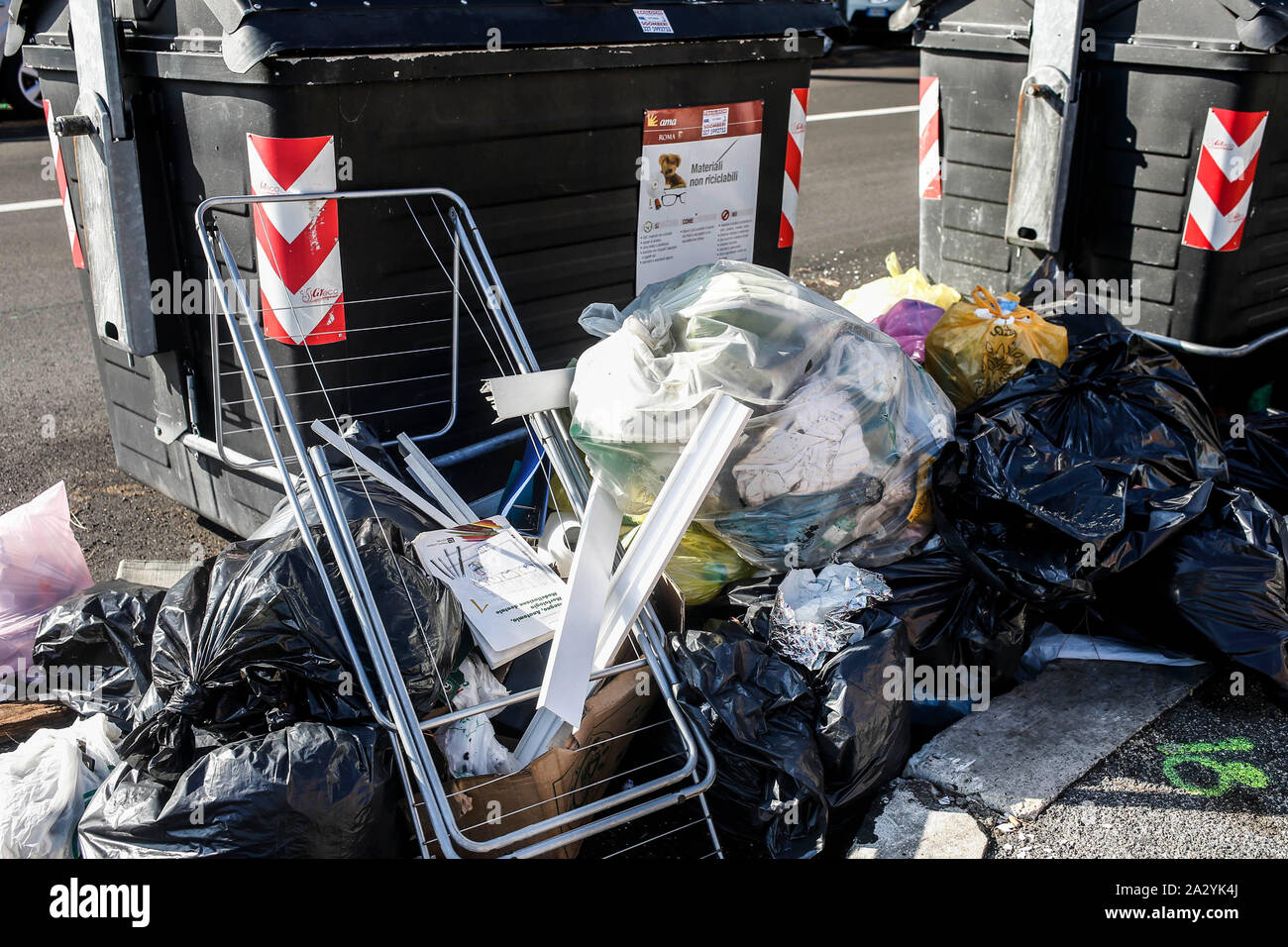 Rome, Waste Emergency in Rome, in the photo: Via di Tor Cervara Stock ...