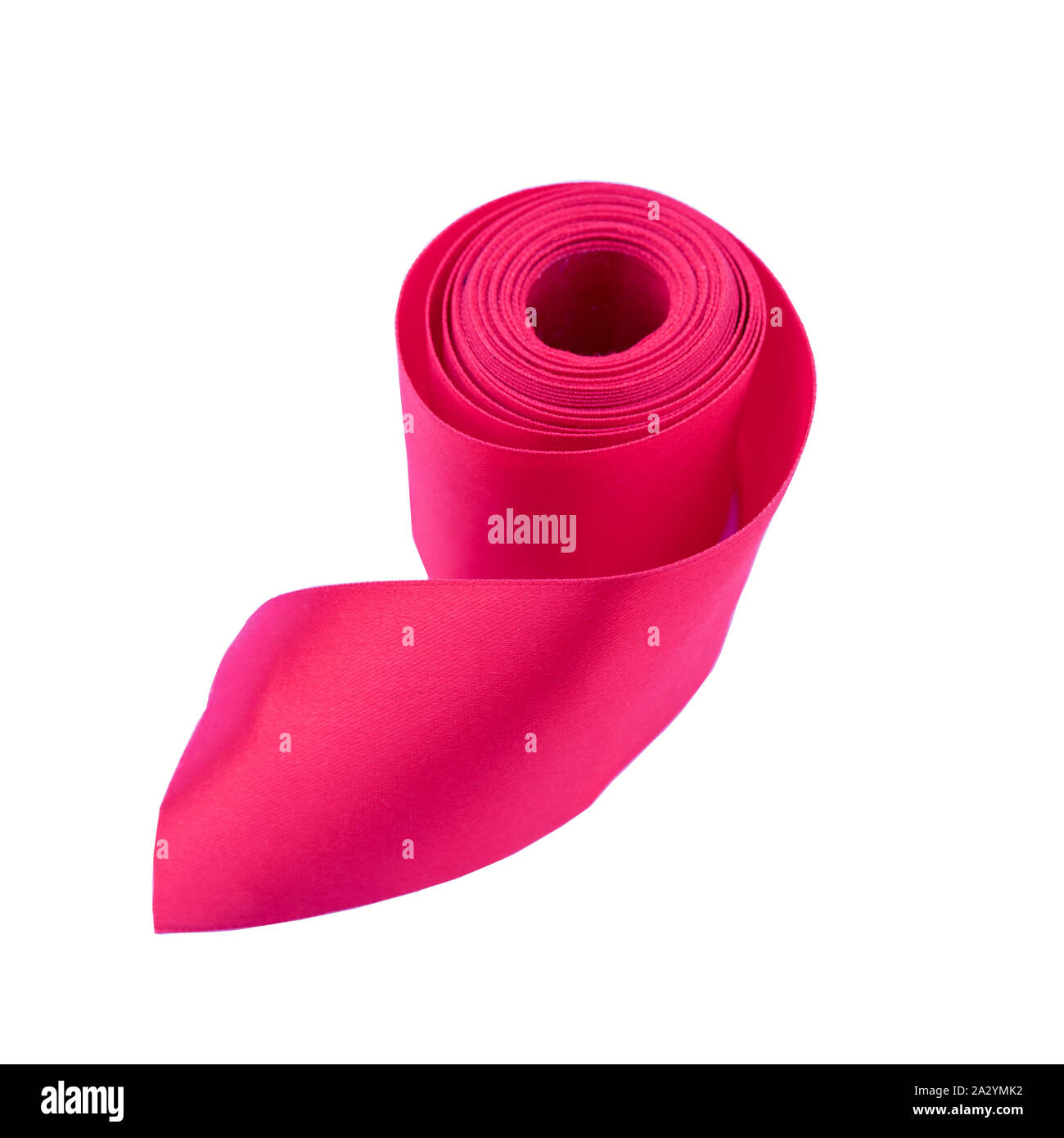 pink or lilac pink fabric tape rolled up isolated on white background ...