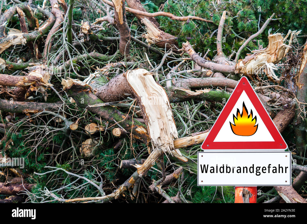 Attention forest fire danger sign Stock Photo - Alamy