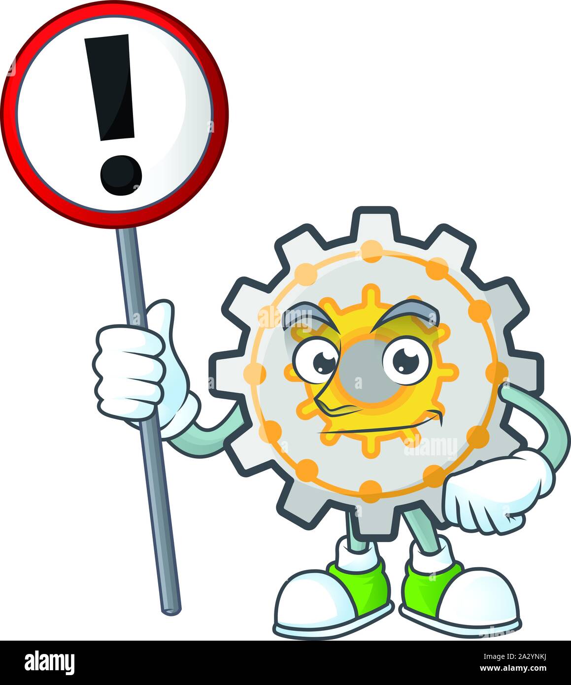With sign gear machine cartoon character mascot style Stock Vector ...