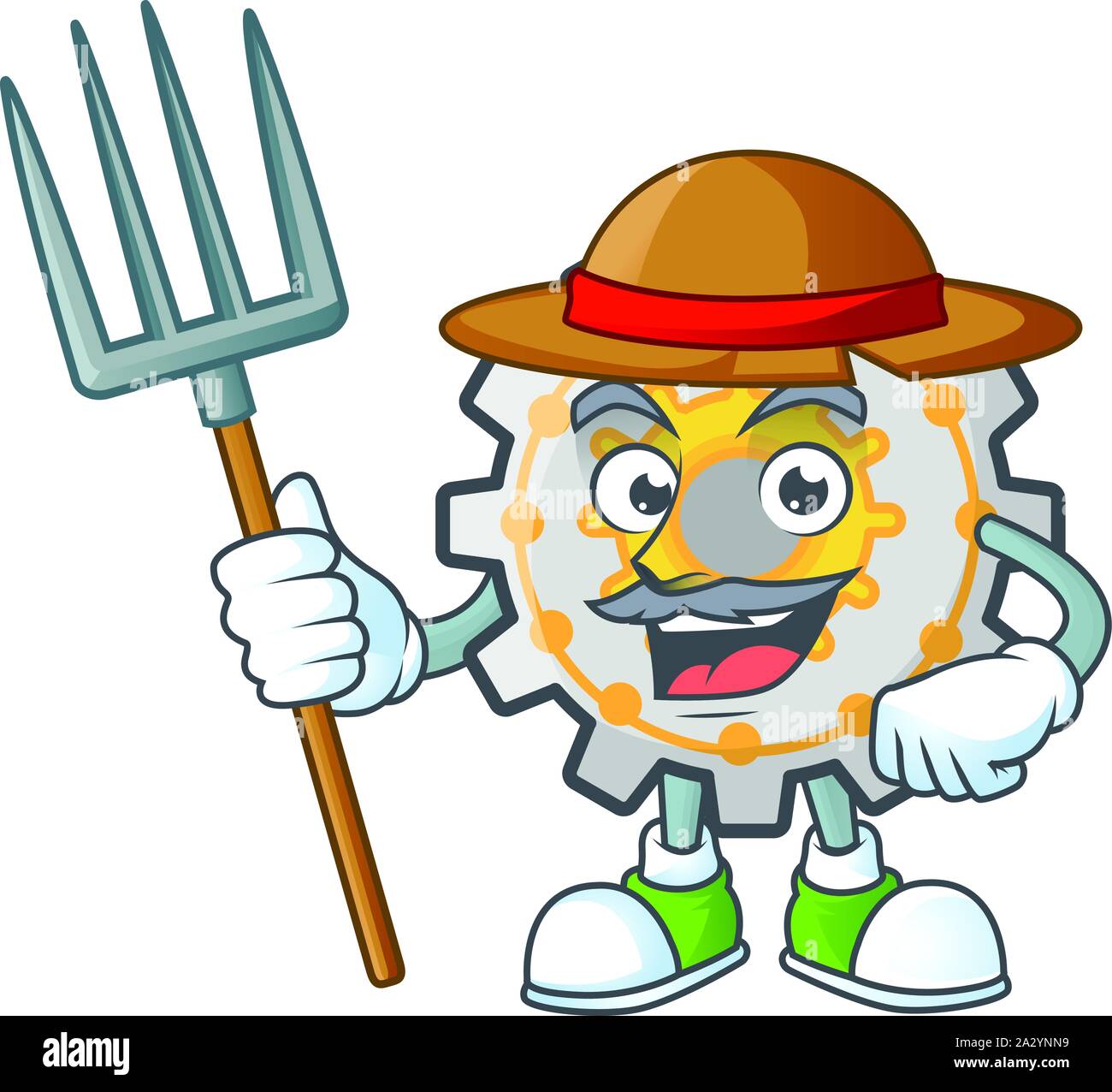 Farmer gear machine cartoon character mascot style Stock Vector Image ...