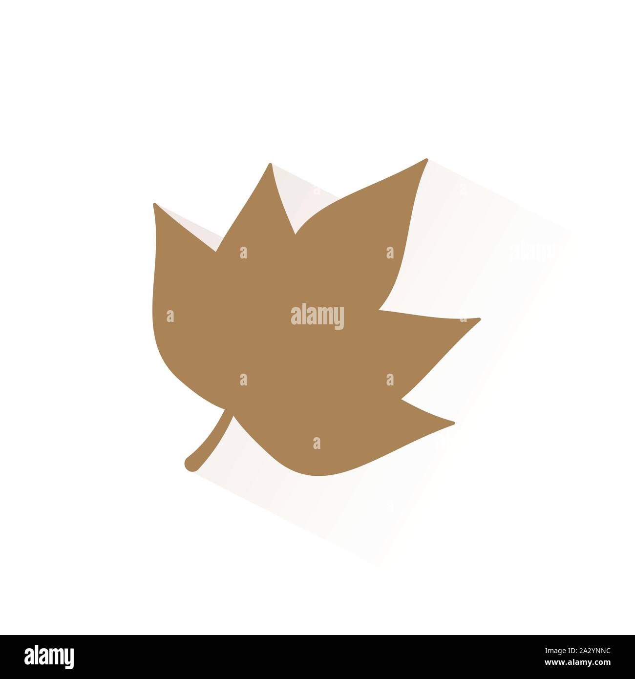 Brown leaf color icon with shadow. Flat vector illustration Stock ...