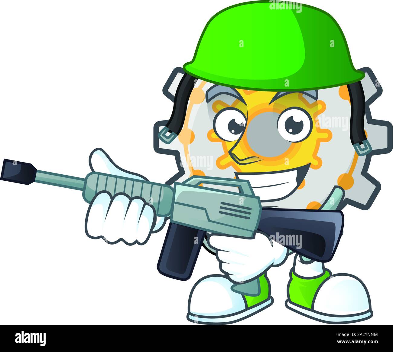 Army gear machine cartoon character mascot style Stock Vector Image ...