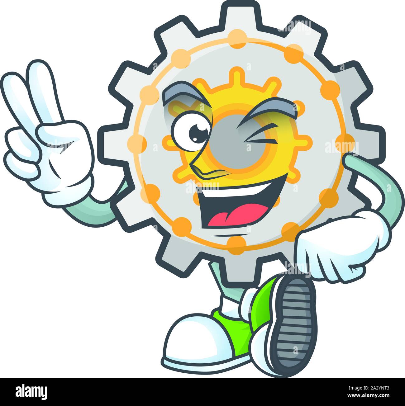 Two finger gear machine cartoon character with mascot Stock Vector ...