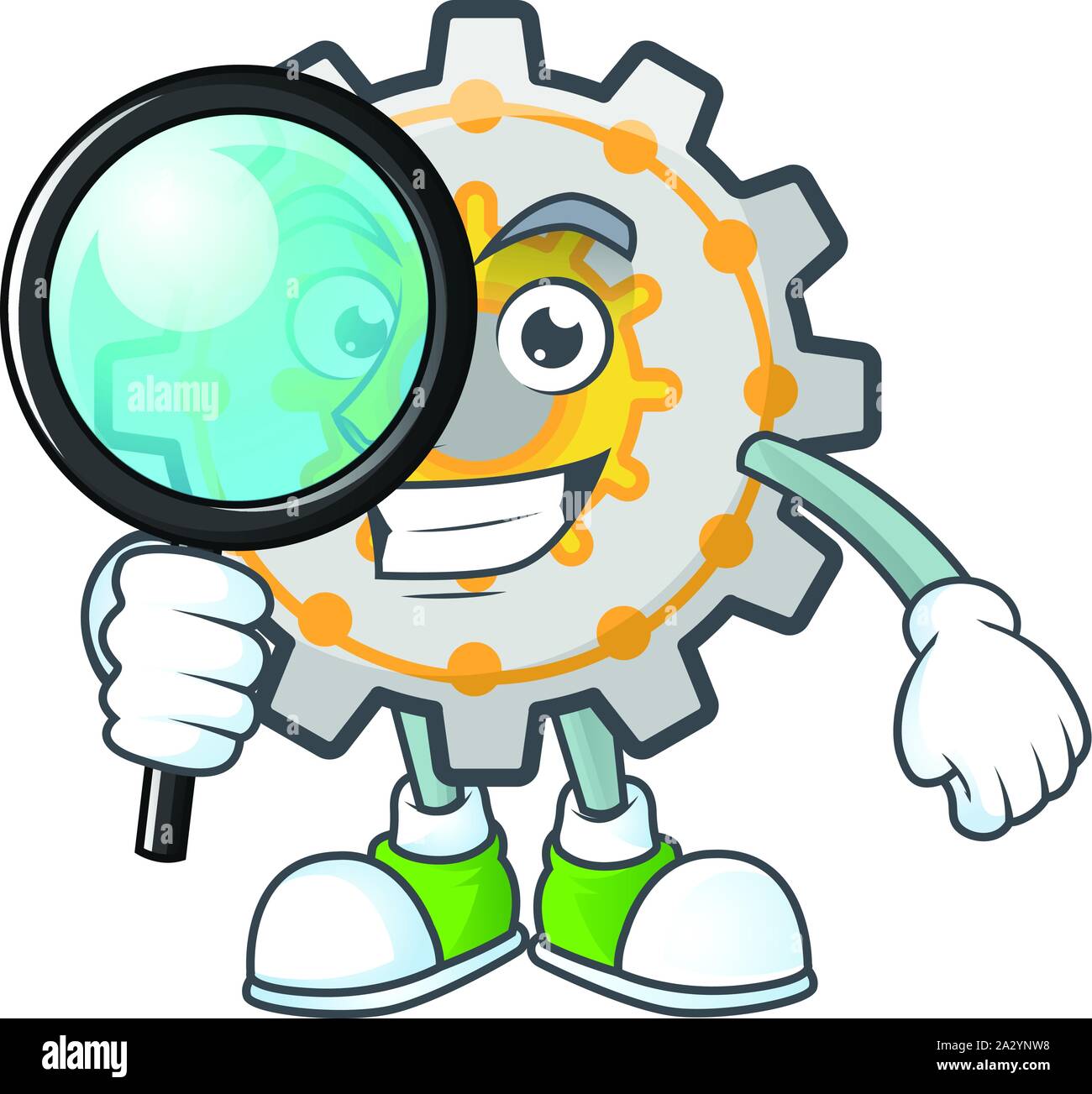 Detective gear machine cartoon character with mascot Stock Vector Image ...