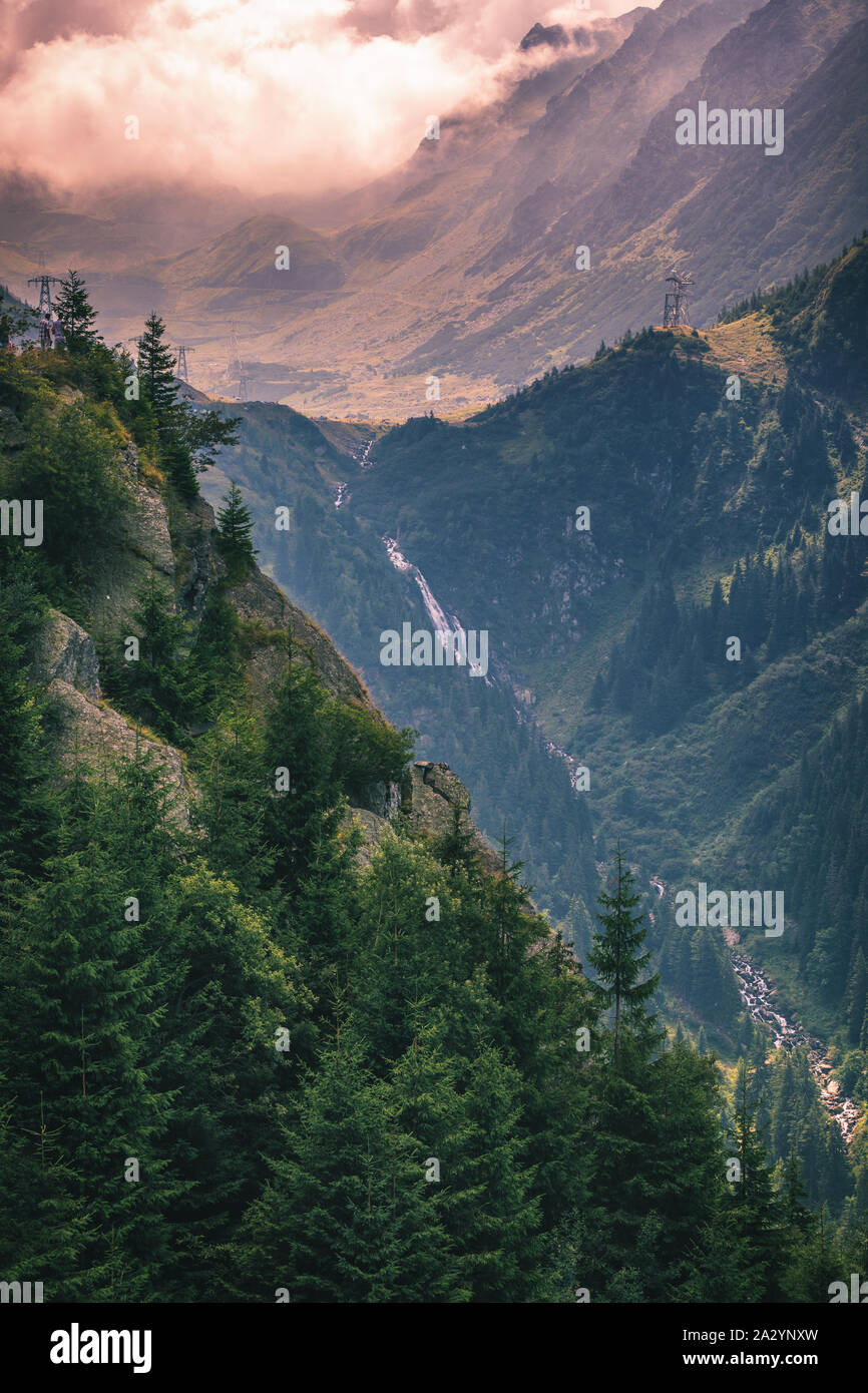 Balea waterfall in Fagaras mountains, Sibiu,Transylvania, Romania Stock ...