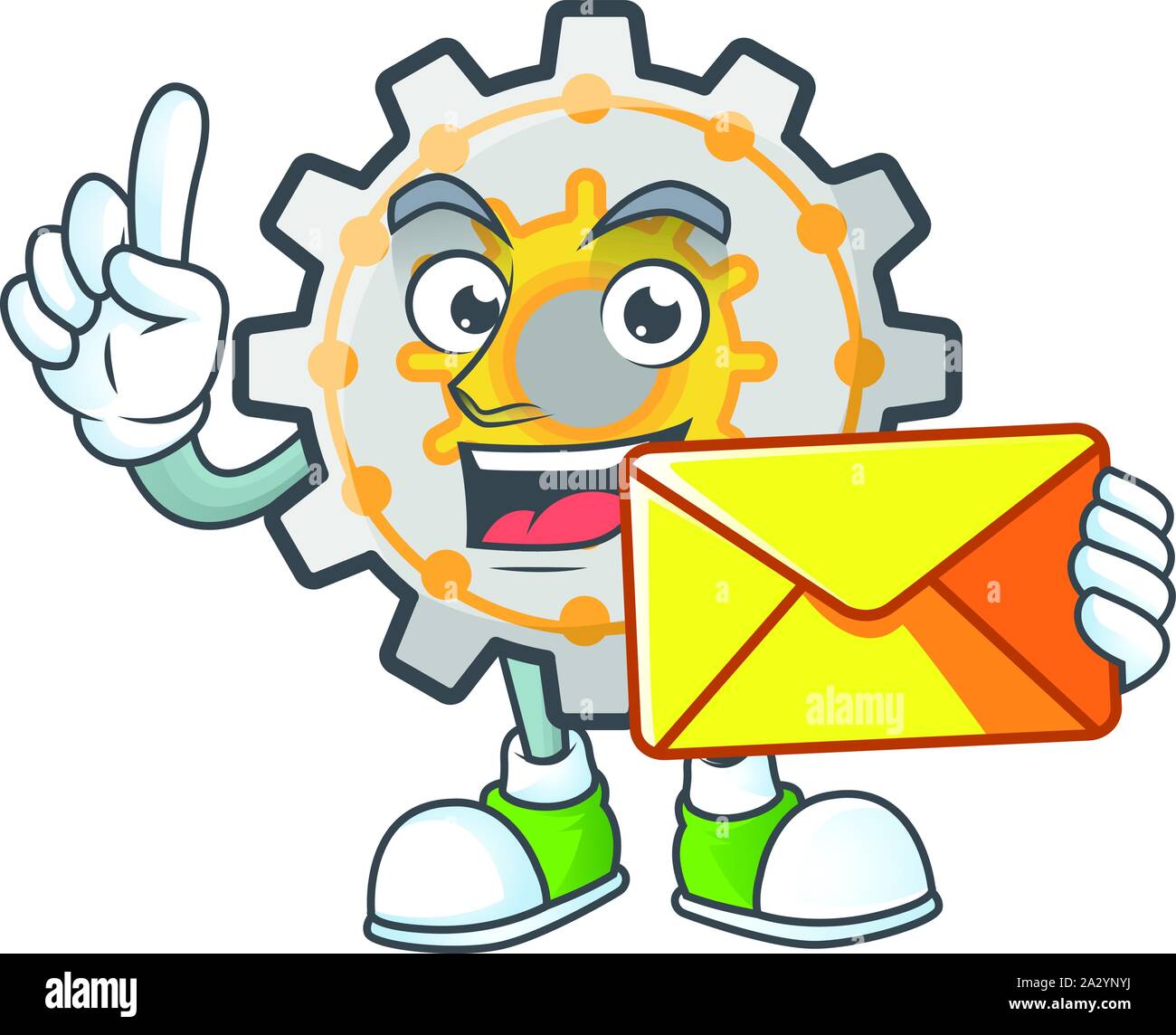 With envelope gear machine cartoon character with mascot Stock Vector ...