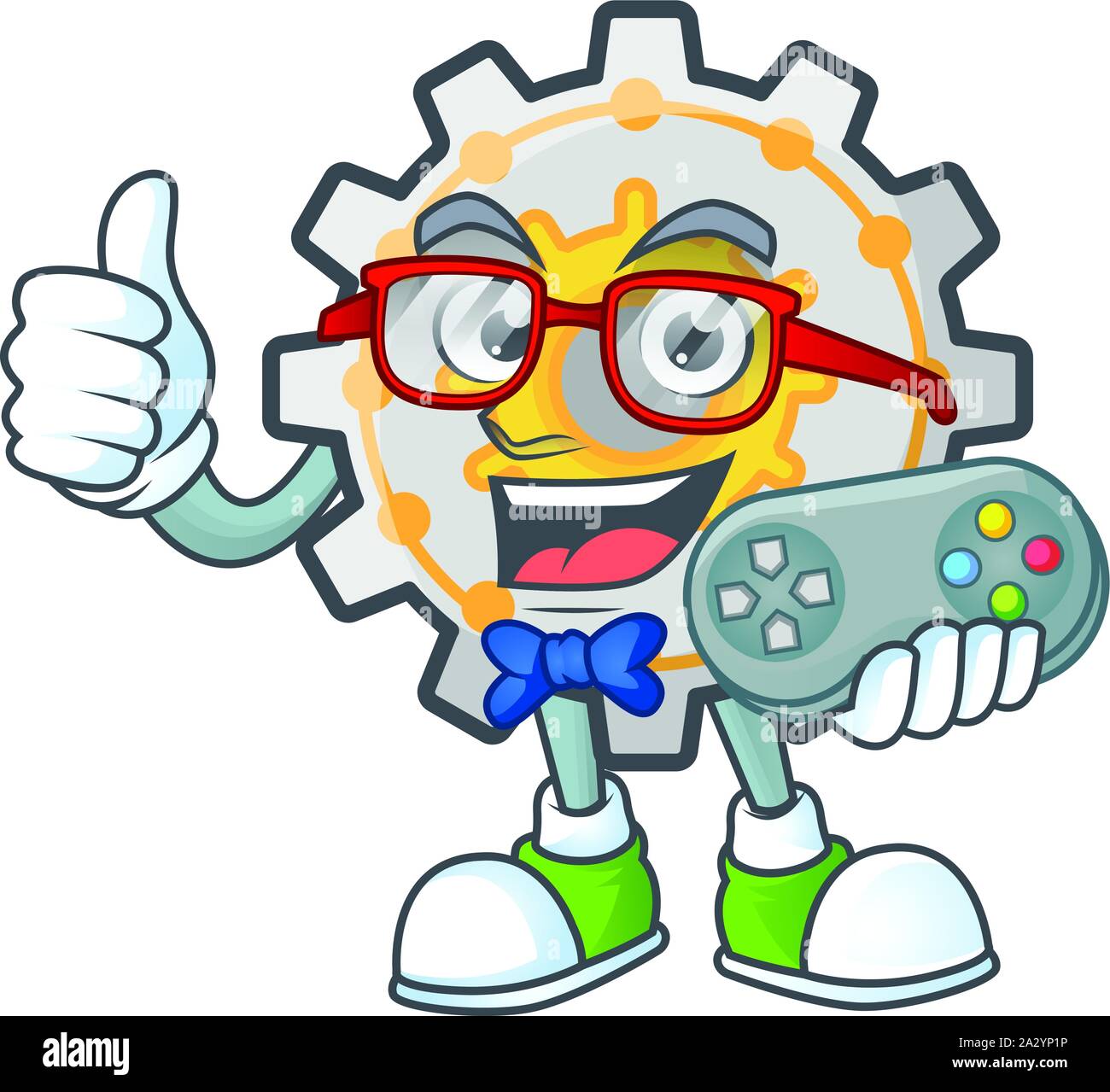 Gamer gear shape circle with cartoon character Stock Vector Image & Art ...
