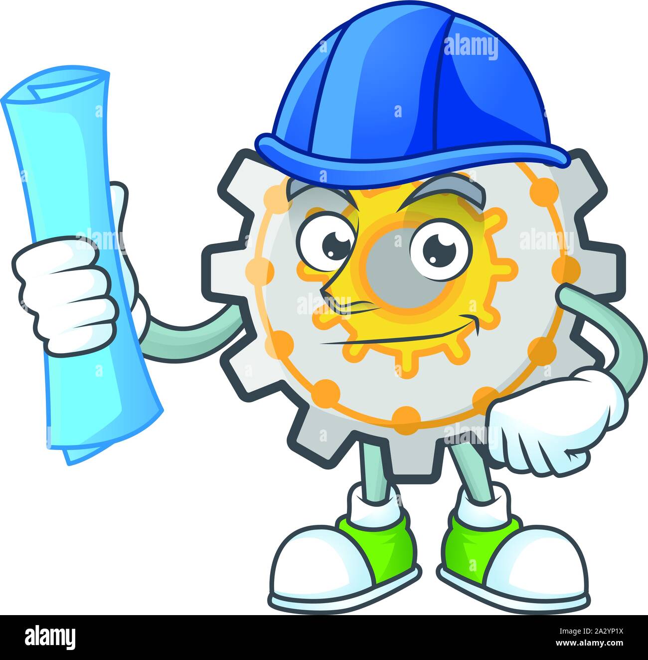 Architect gear machine cartoon character with mascot Stock Vector Image ...