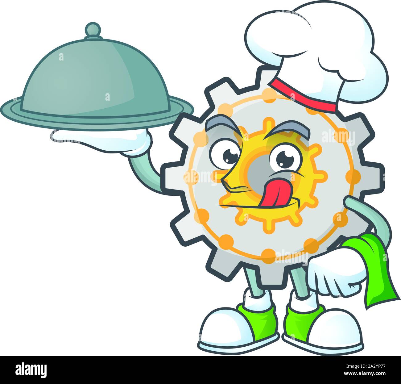 Chef with food gear shape circle with cartoon character Stock Vector ...