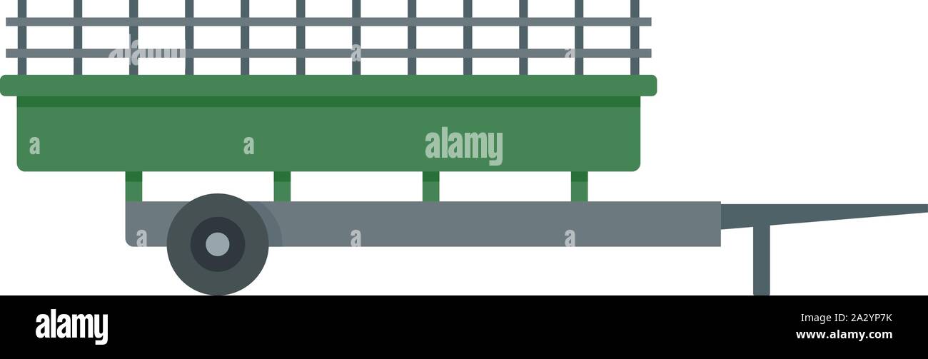 Farm harvester trailer icon. Flat illustration of farm harvester ...