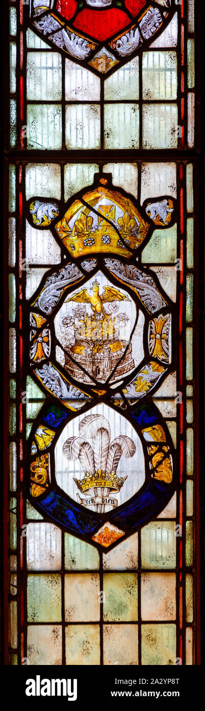 Tudor 16th century stained glass window Great Bedwyn church, Wiltshire ...