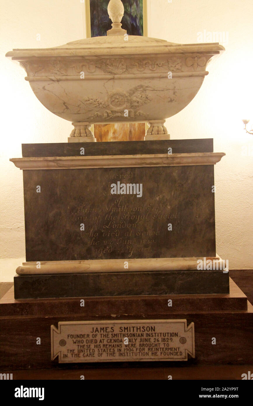 James Smithson's crypt at the Smithsonian Institution Building in ...