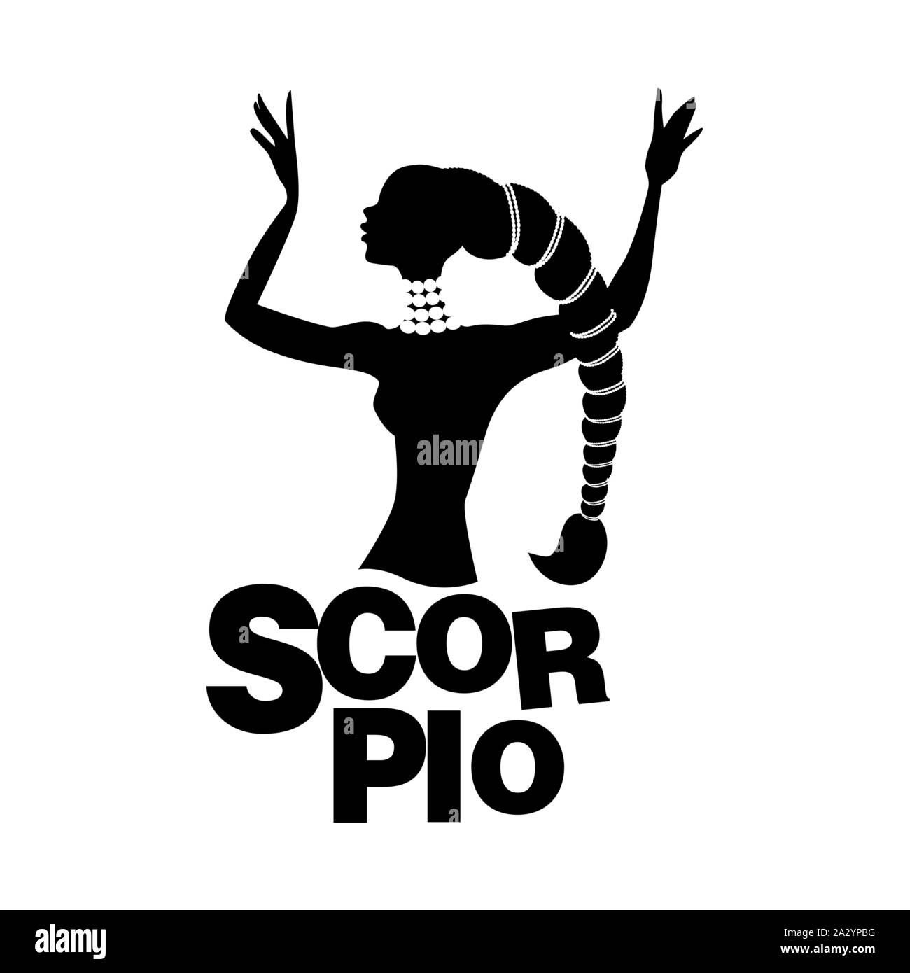 Tribal zodiac. Scorpio. Elegant woman wearing necklaces and hairstyle ...