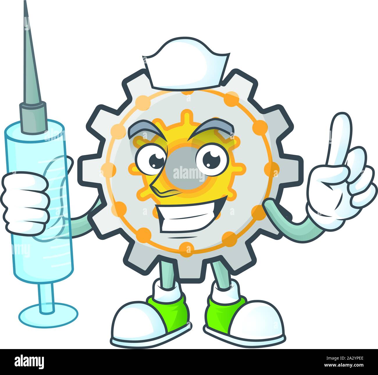 Nurse gear machine cartoon character with mascot Stock Vector Image ...