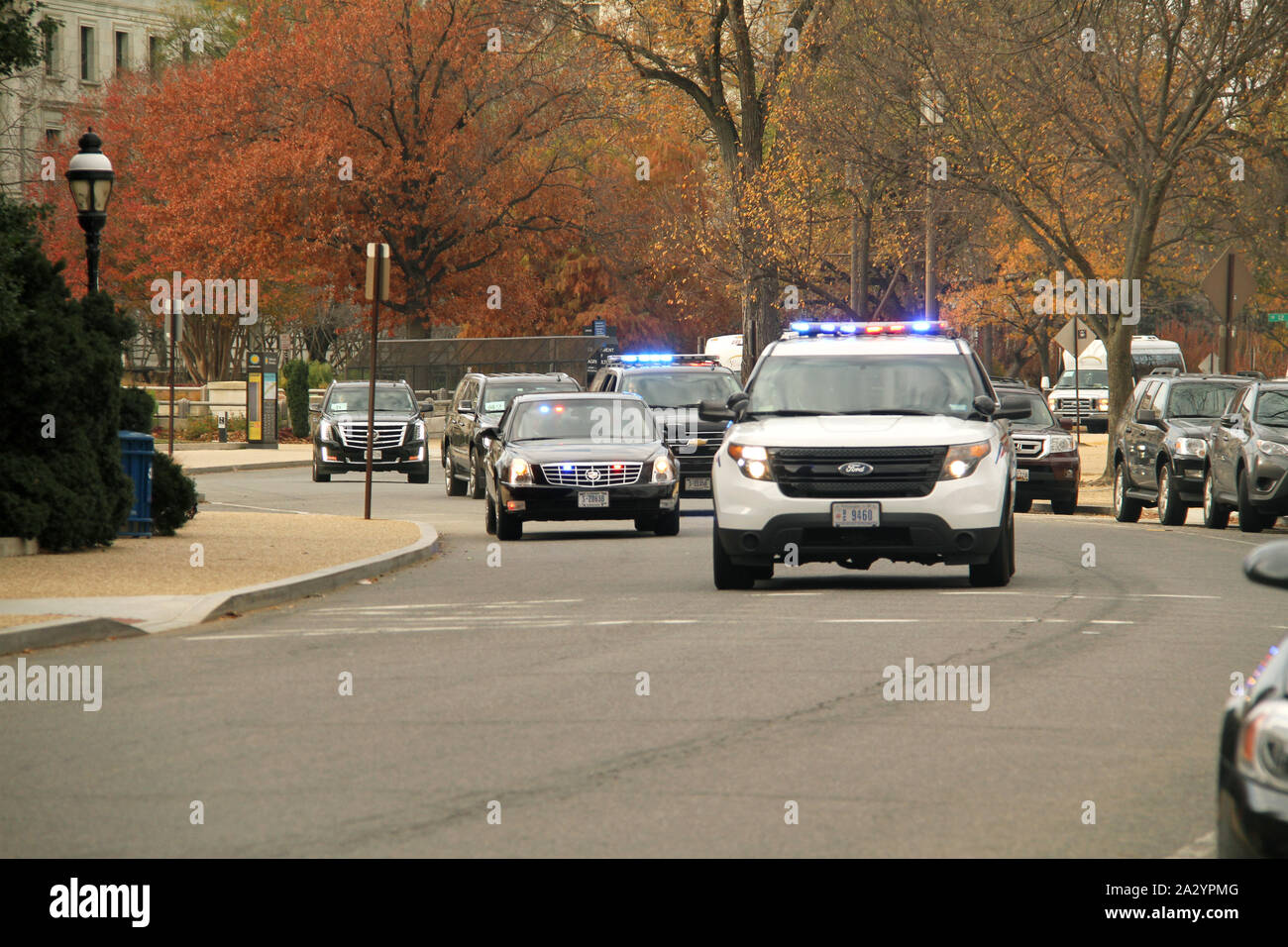 High- Security convoy towards the State Capitol in Washington DC, USA ...