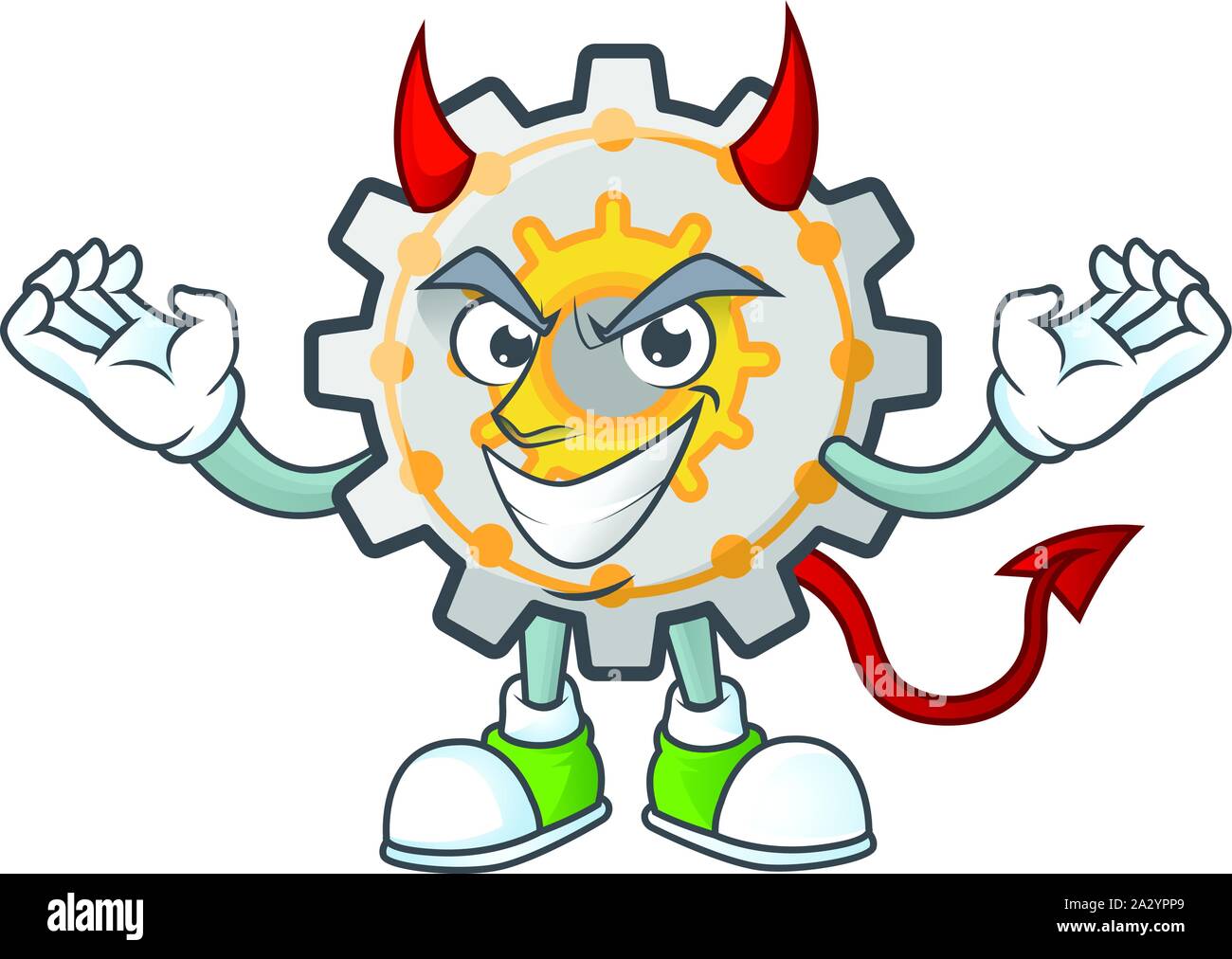 Devil gear shape circle with cartoon character Stock Vector Image & Art ...