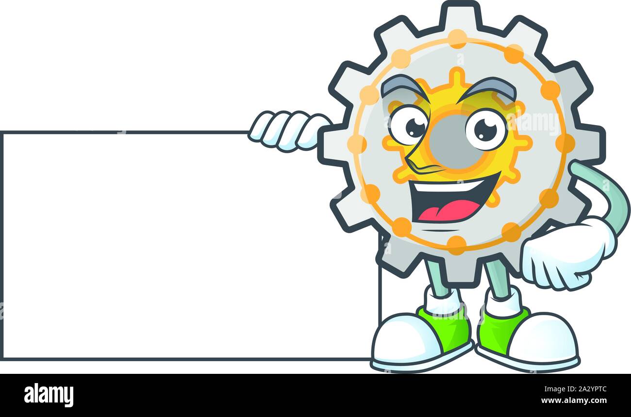 Thumbs up with board gear machine cartoon character mascot style Stock ...