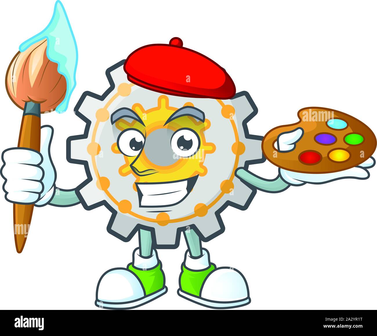 Painter gear machine cartoon character mascot style Stock Vector Image ...