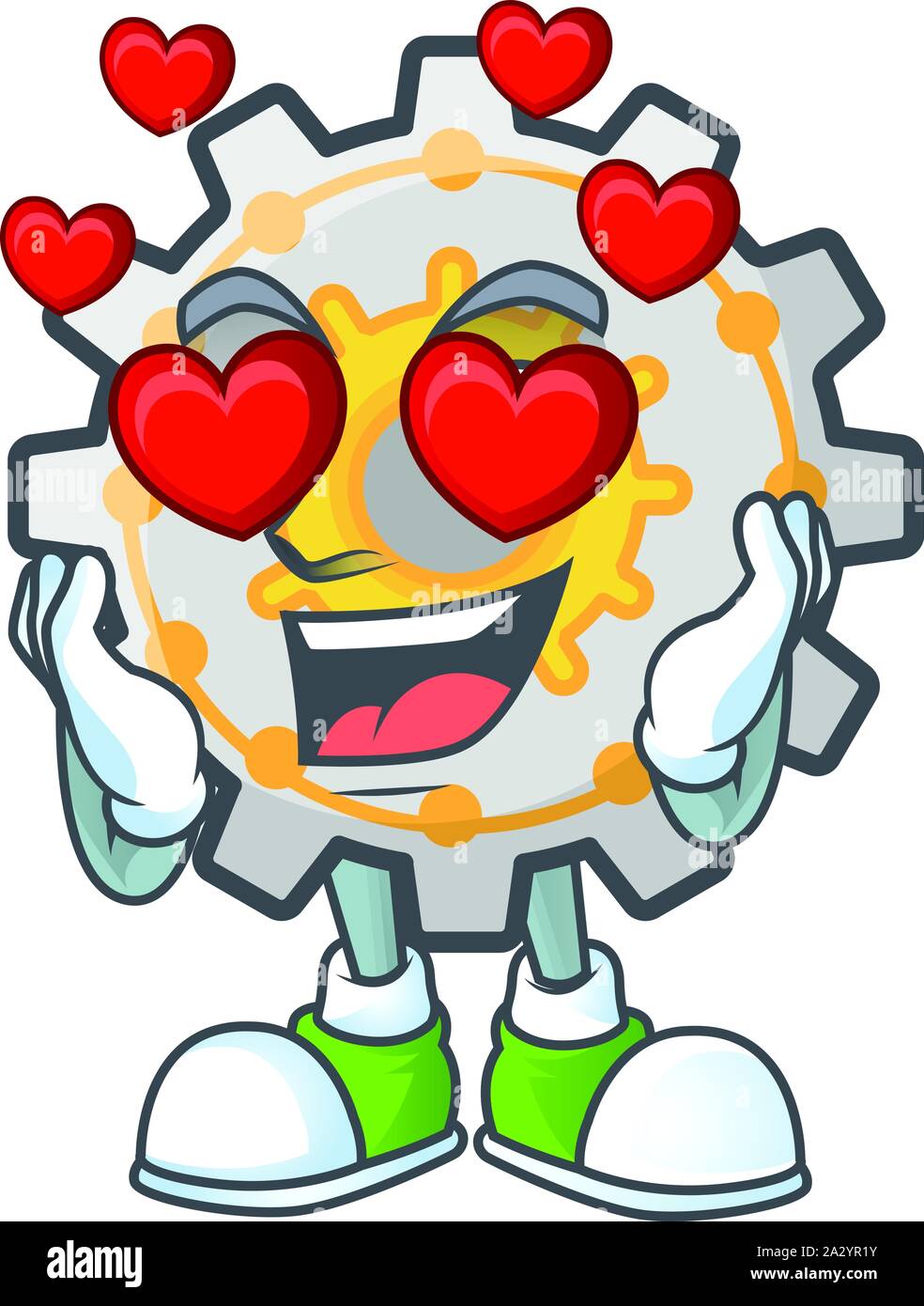 In love gear shape circle with cartoon character Stock Vector Image ...