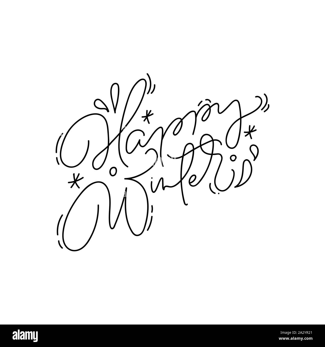 Happy Winter calligraphic hand written monoline Christmas text. Xmas ...