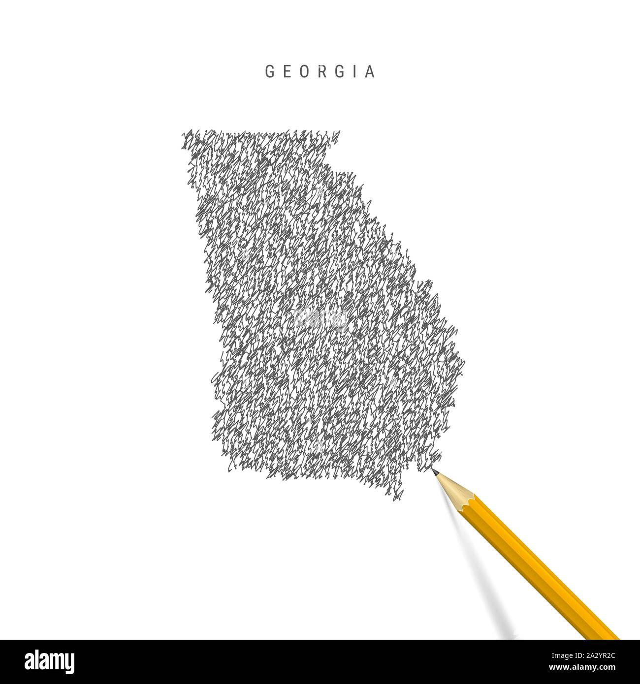 Georgia sketch scribble map isolated on white background. Hand drawn ...