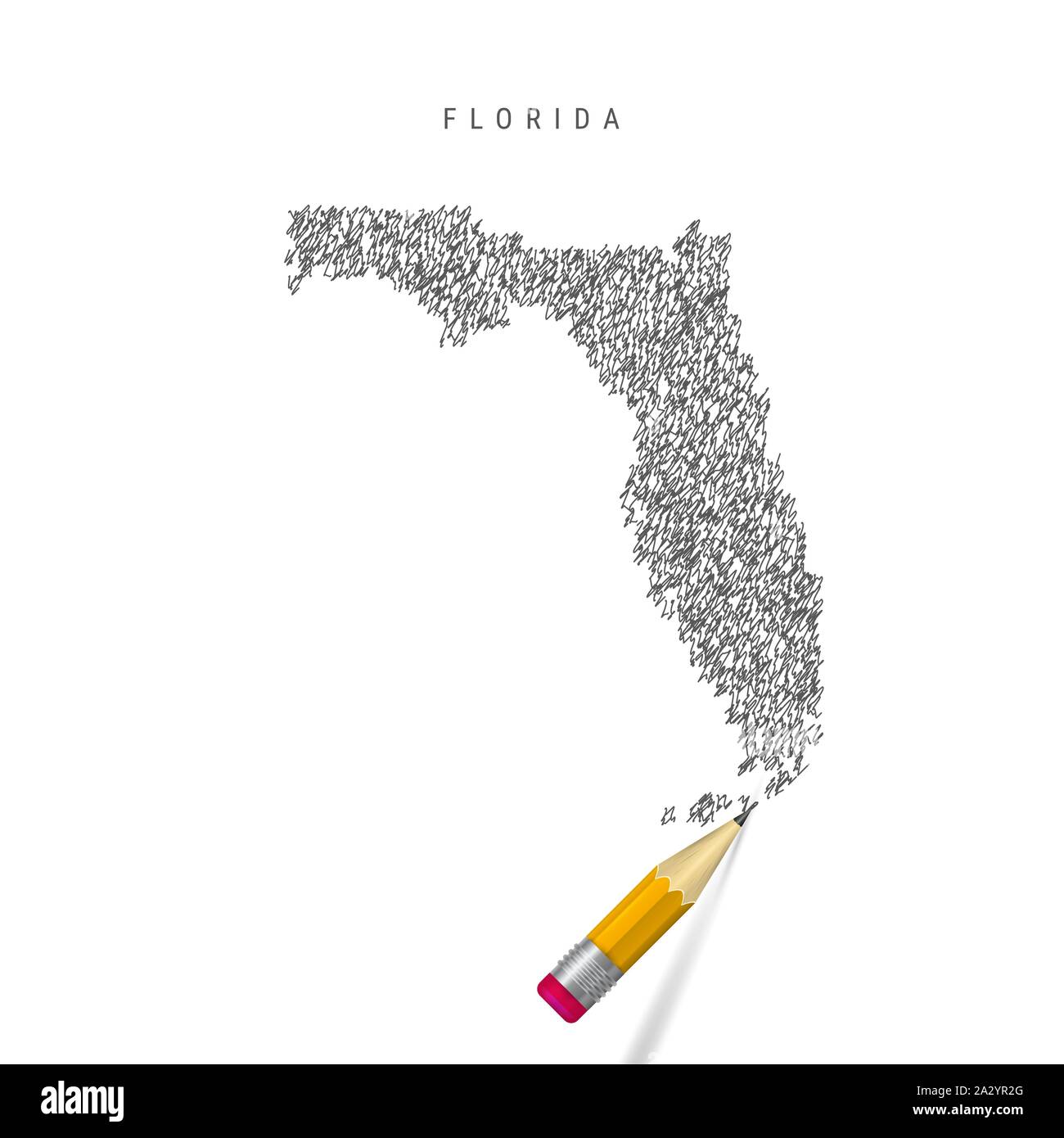 Florida sketch scribble map isolated on white background. Hand drawn ...