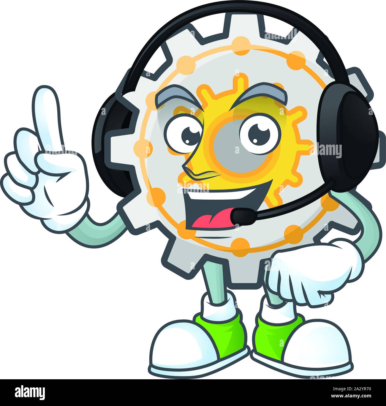 With headphone cute gear cog in character mascot Stock Vector Image ...