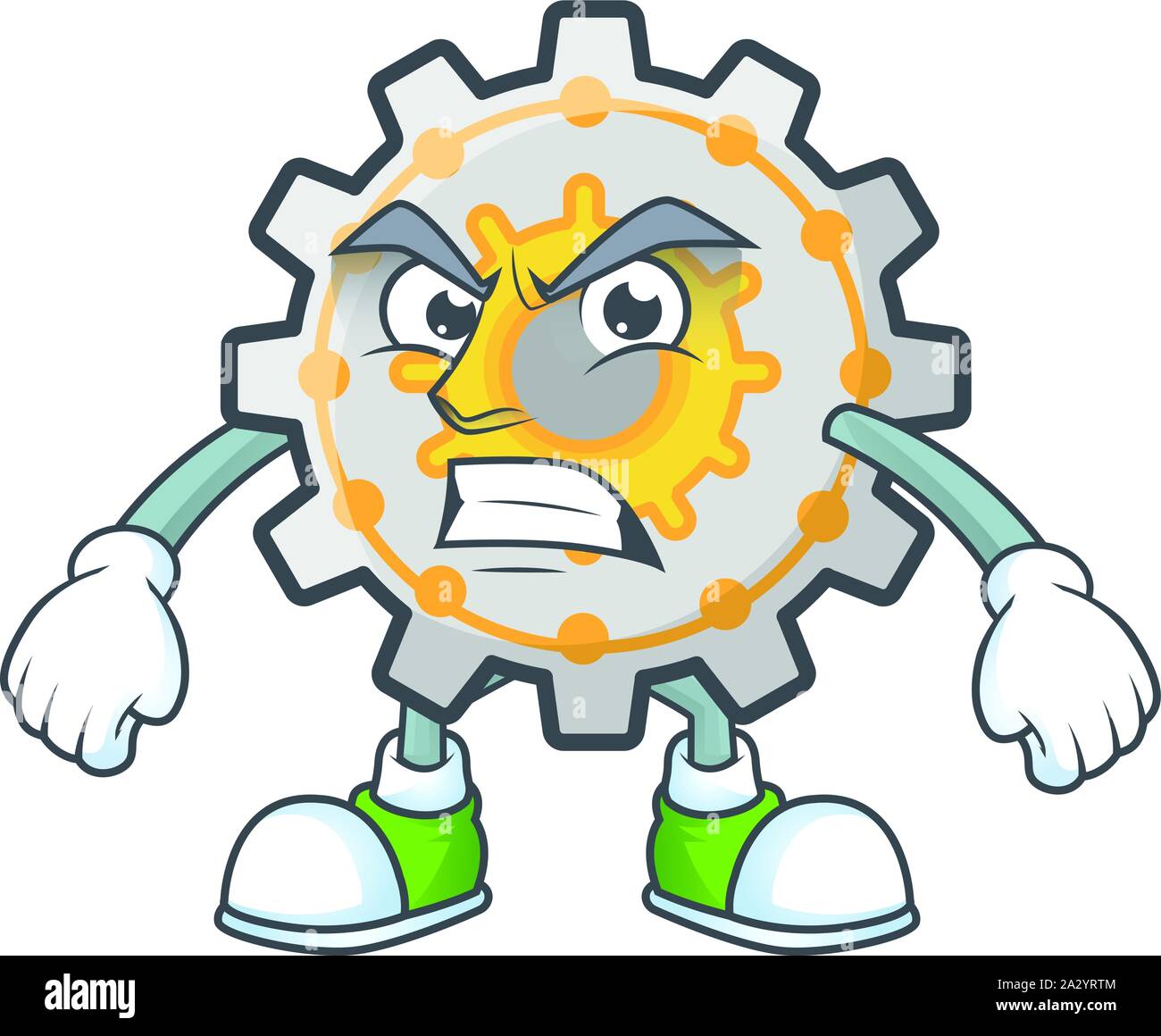 Scream gear machine cartoon character with mascot Stock Vector Image ...