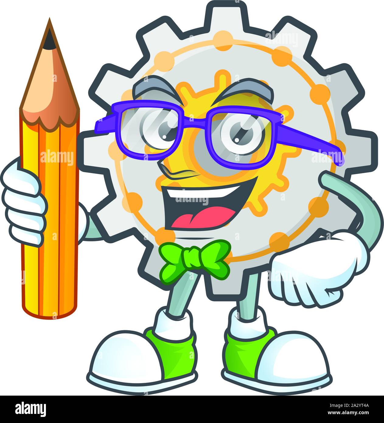 Student gear machine cartoon character with mascot Stock Vector Image ...