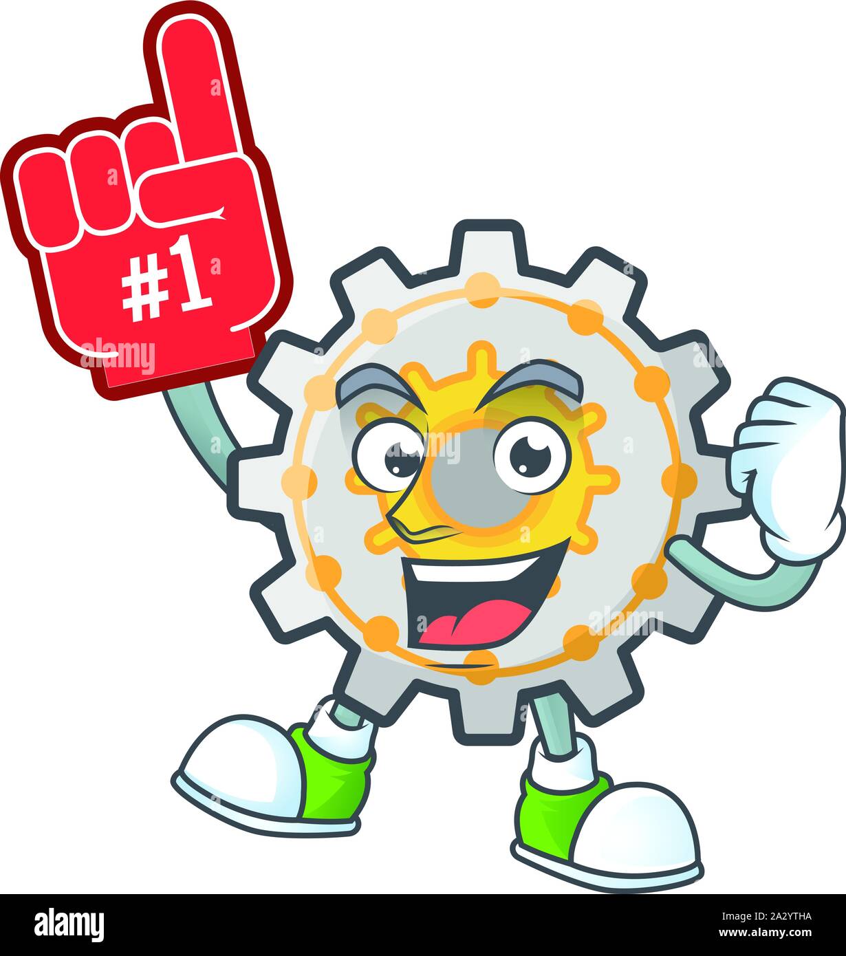 Foam finger cute gear cog in character mascot Stock Vector Image & Art ...