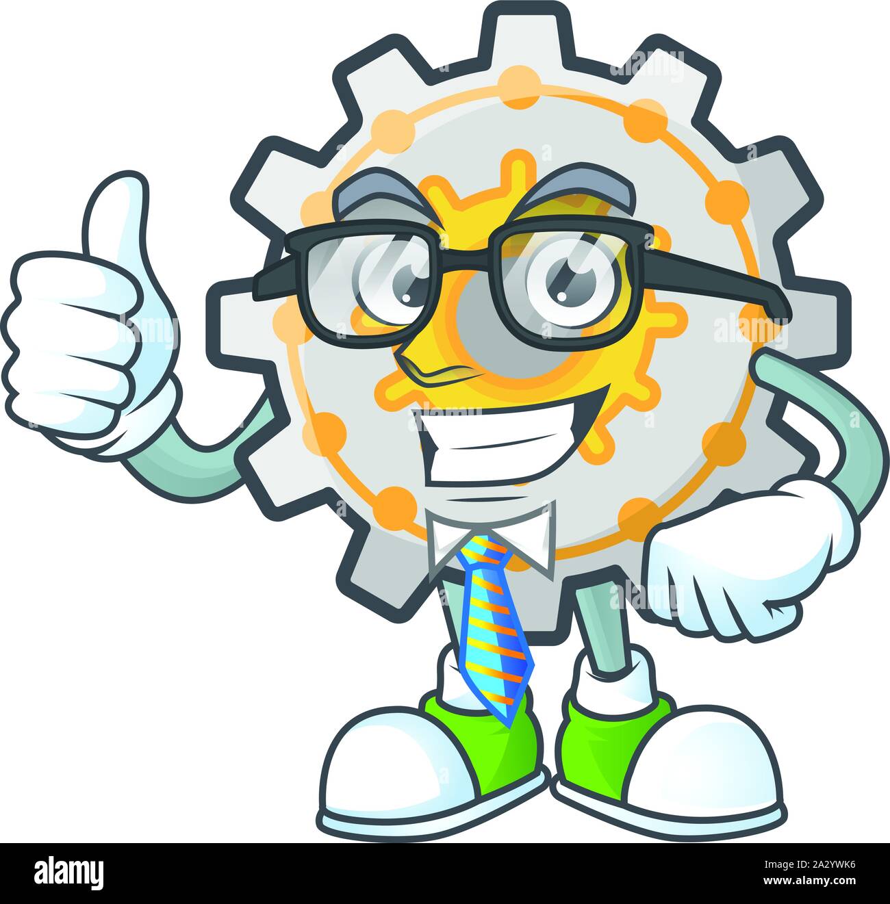 Businessman gear machine cartoon character with mascot Stock Vector ...