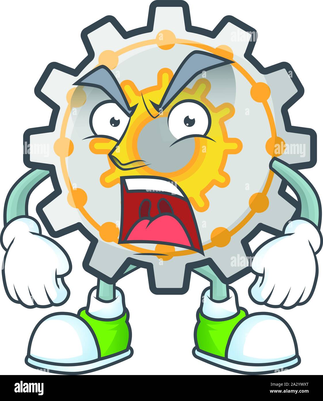 Angry gear shape circle with cartoon character Stock Vector Image & Art ...