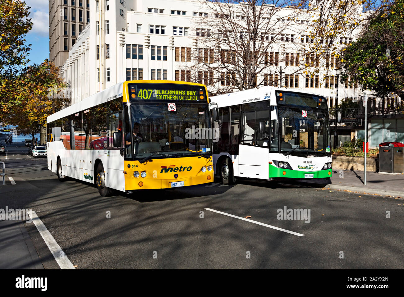 Hobart Australia / A Metro Bus passing Franklin Square in Hobart ...