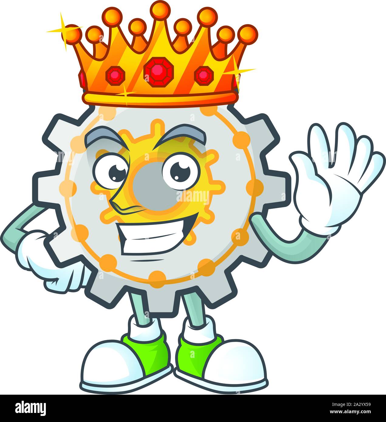 King cute gear cog in character mascot Stock Vector Image & Art - Alamy
