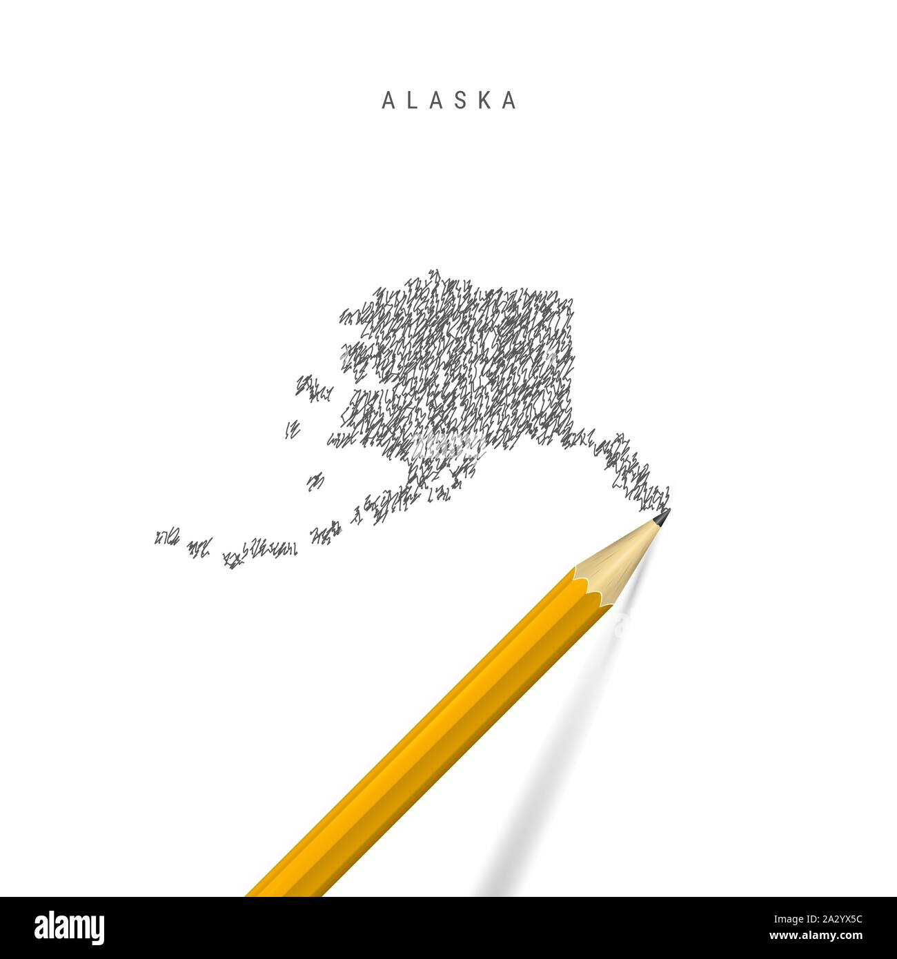 Alaska sketch scribble map isolated on white background. Hand drawn ...