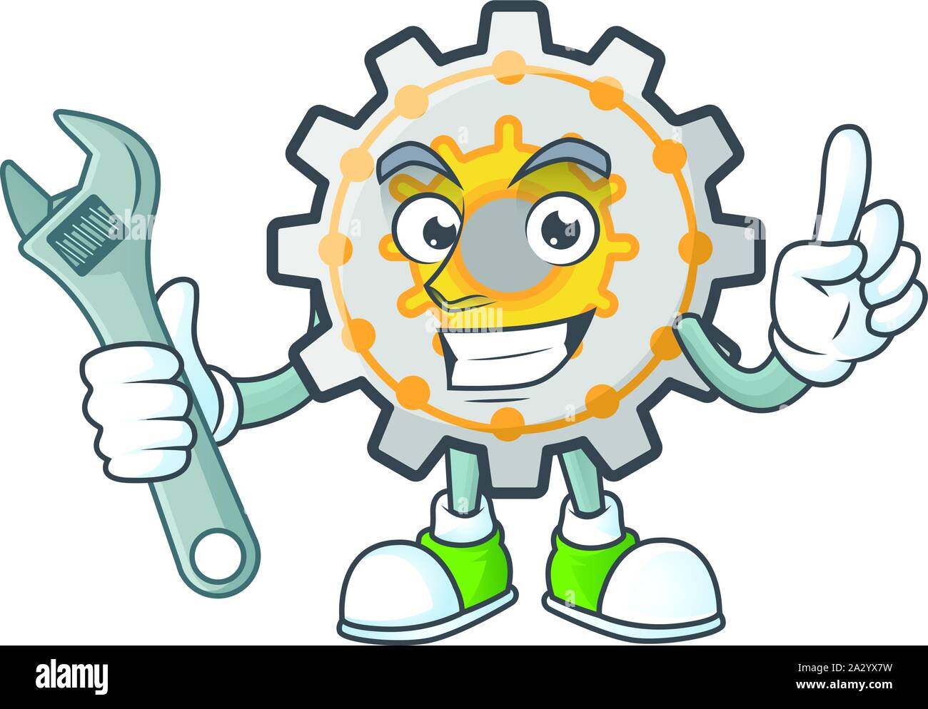 Mechanic cute gear cog in character mascot Stock Vector Image & Art - Alamy