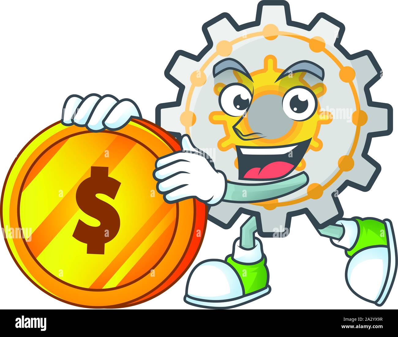 Bring coin cute gear cog in character mascot Stock Vector Image & Art ...