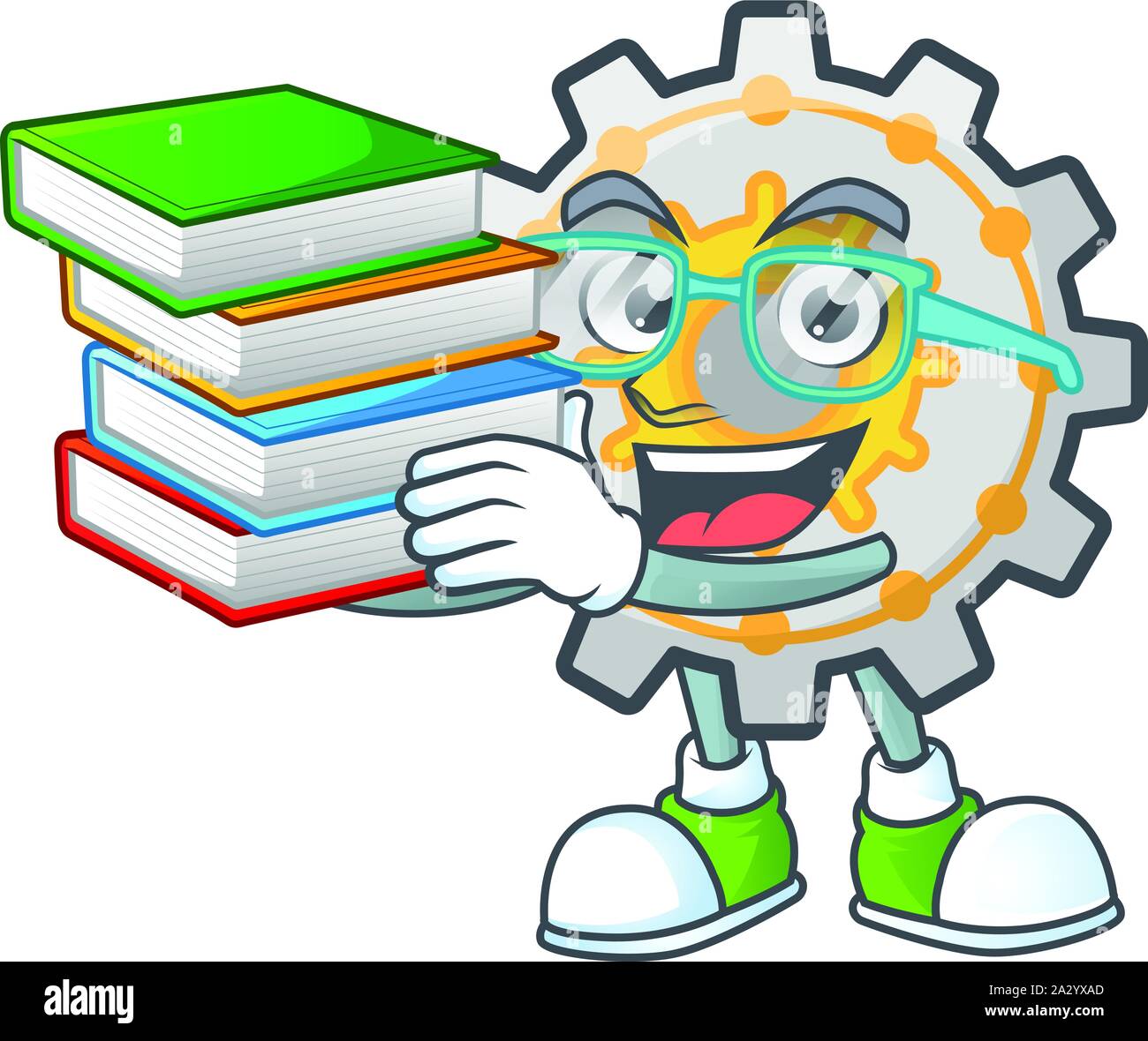 Student with book cute gear cog in character mascot Stock Vector Image ...