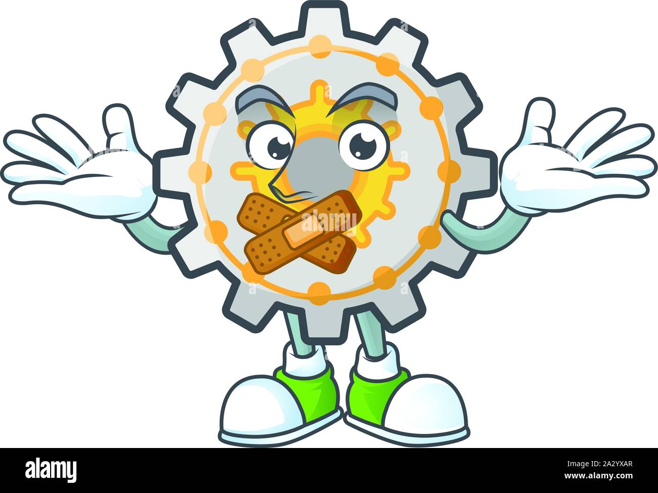Silent cute gear cog in character mascot Stock Vector Image & Art - Alamy
