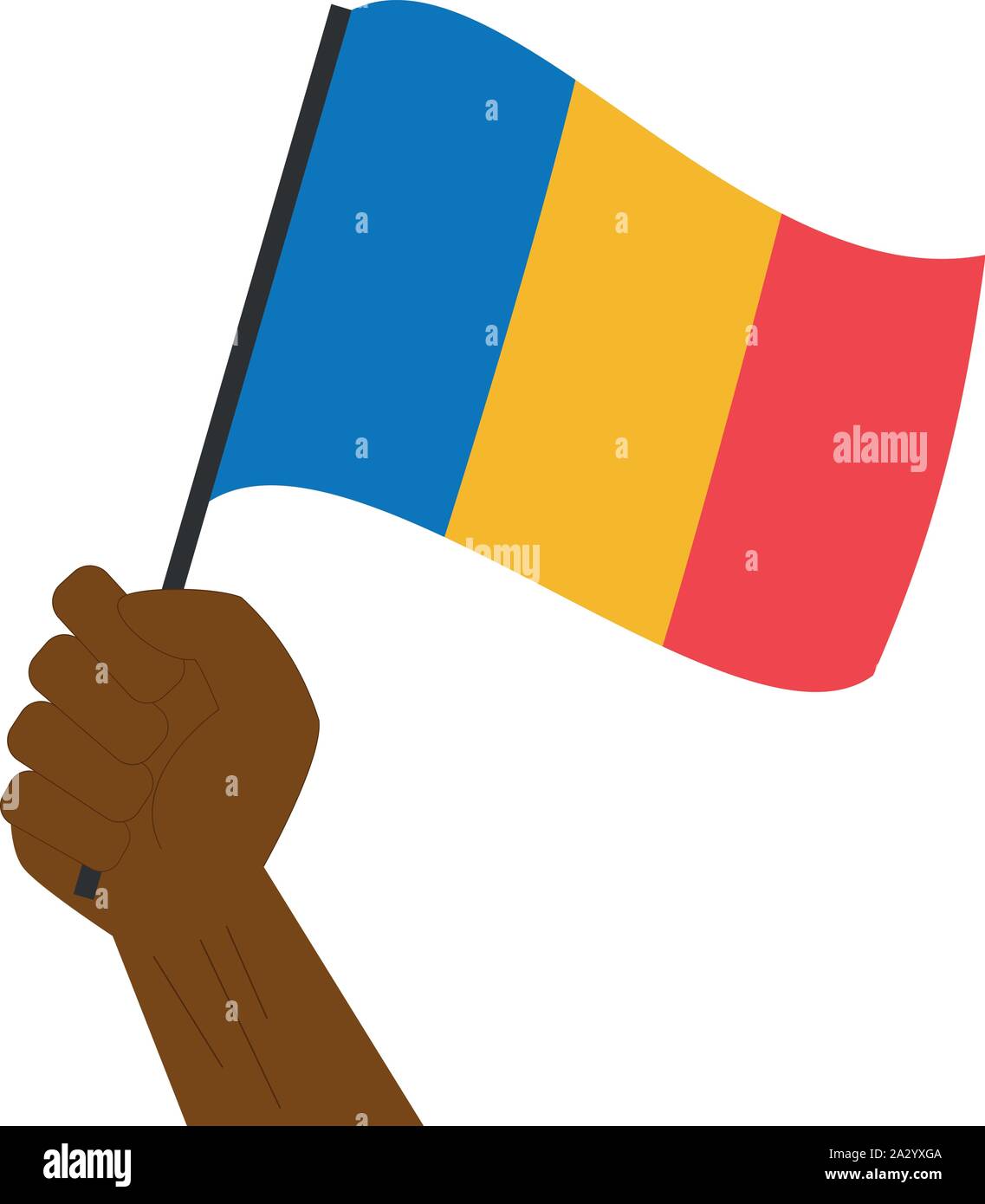 Hand holding and raising the national flag of Chad Stock Vector Image ...