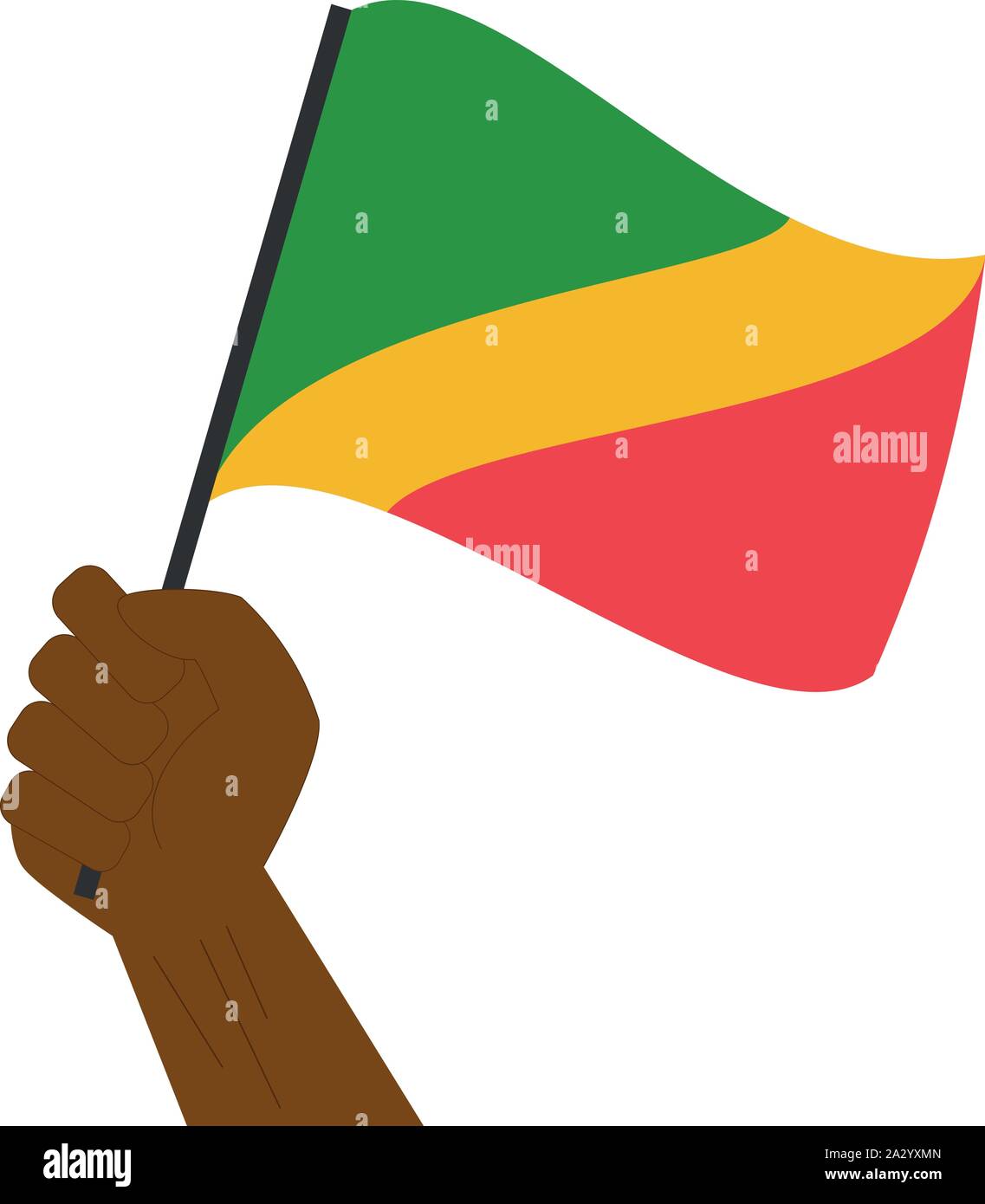 Hand holding and raising the national flag of Republic of Congo Stock ...