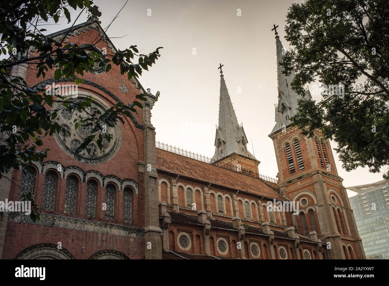 Ancient architecture of Notre Dame Cathedral Basilica in Saigon Stock ...