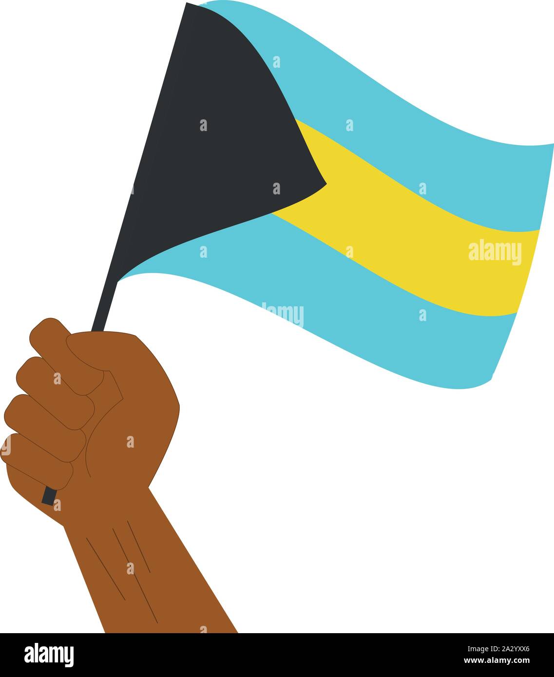 Hand holding and raising the national flag of Bahamas Stock Vector ...