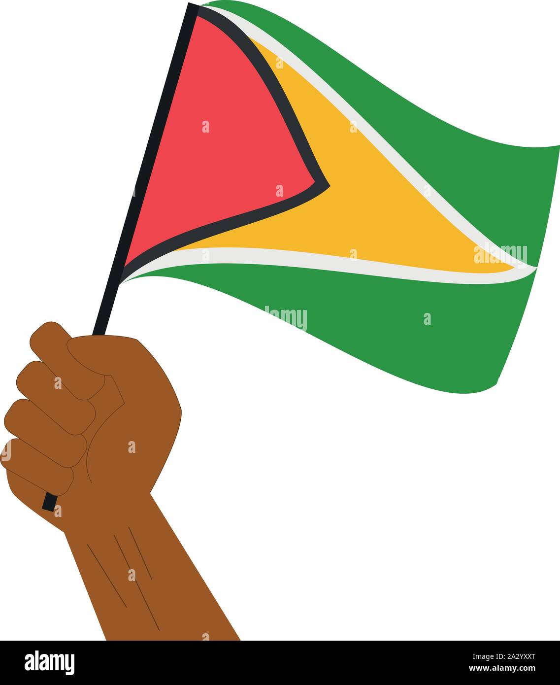 Hand holding and raising the national flag of Guyana Stock Vector Image ...