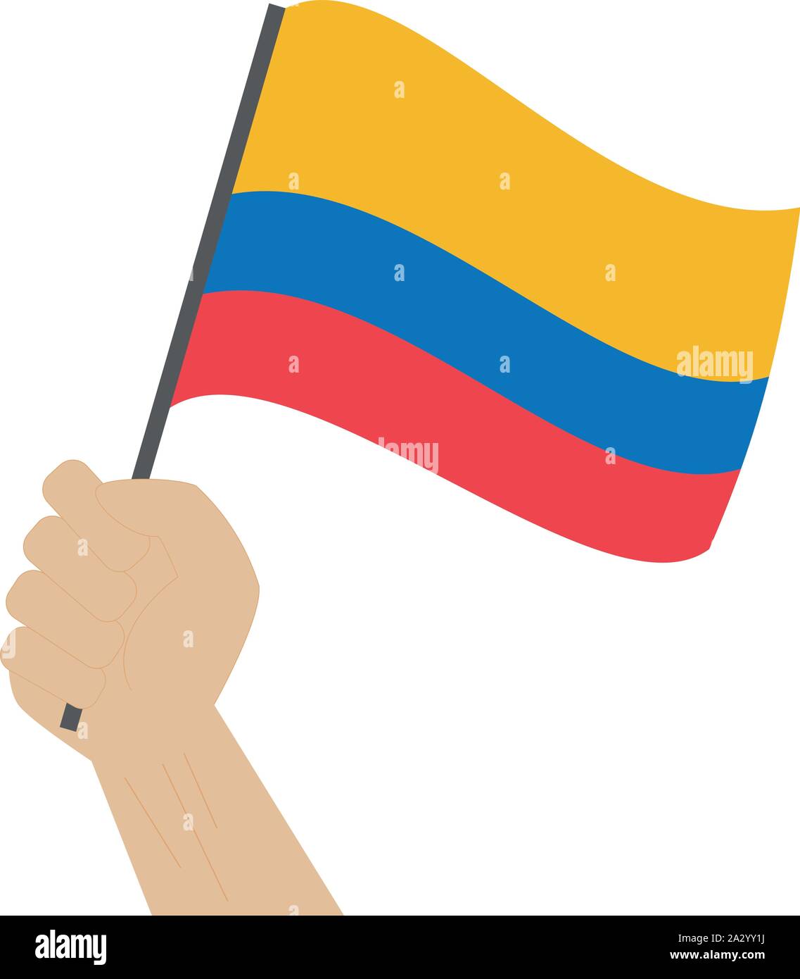 Hand holding and raising the national flag of Colombia Stock Vector ...