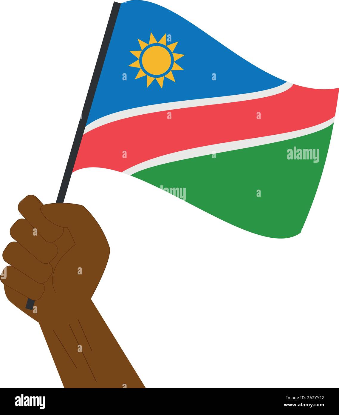 Hand holding and raising the national flag of Namibia Stock Vector ...