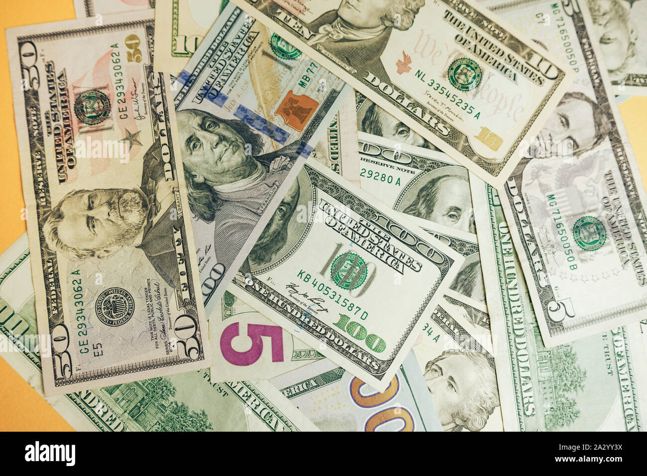 Close up Beautiful Dollars Background. American, US Dollars Cash Money ...
