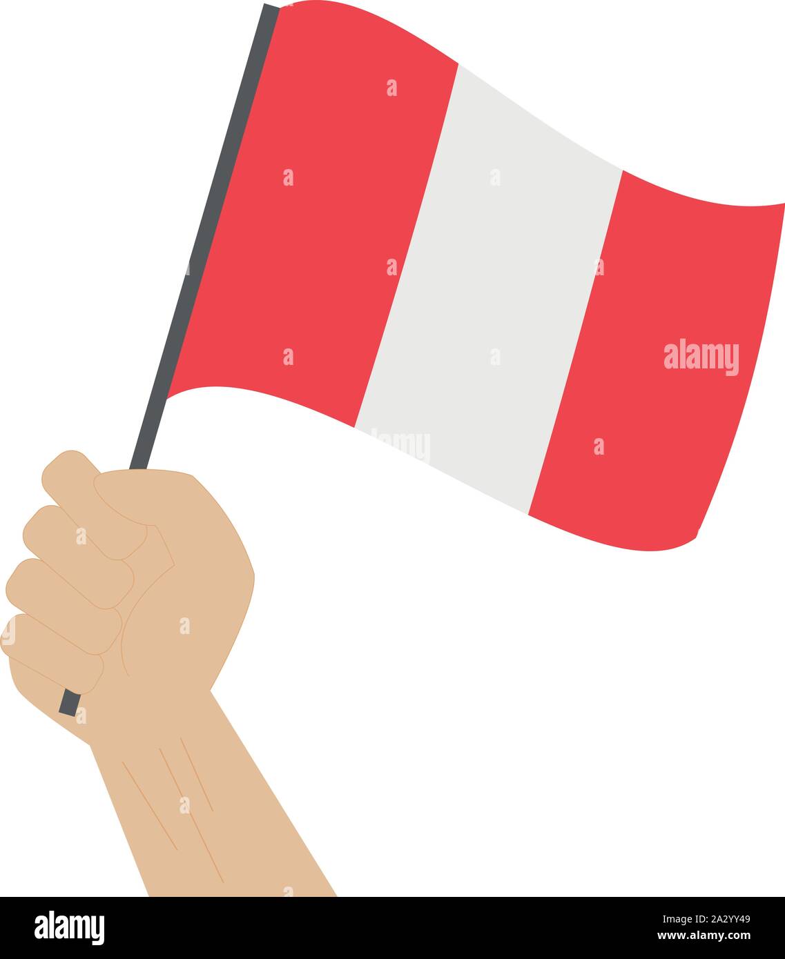 Hand holding and raising the national flag of Peru Stock Vector Image ...